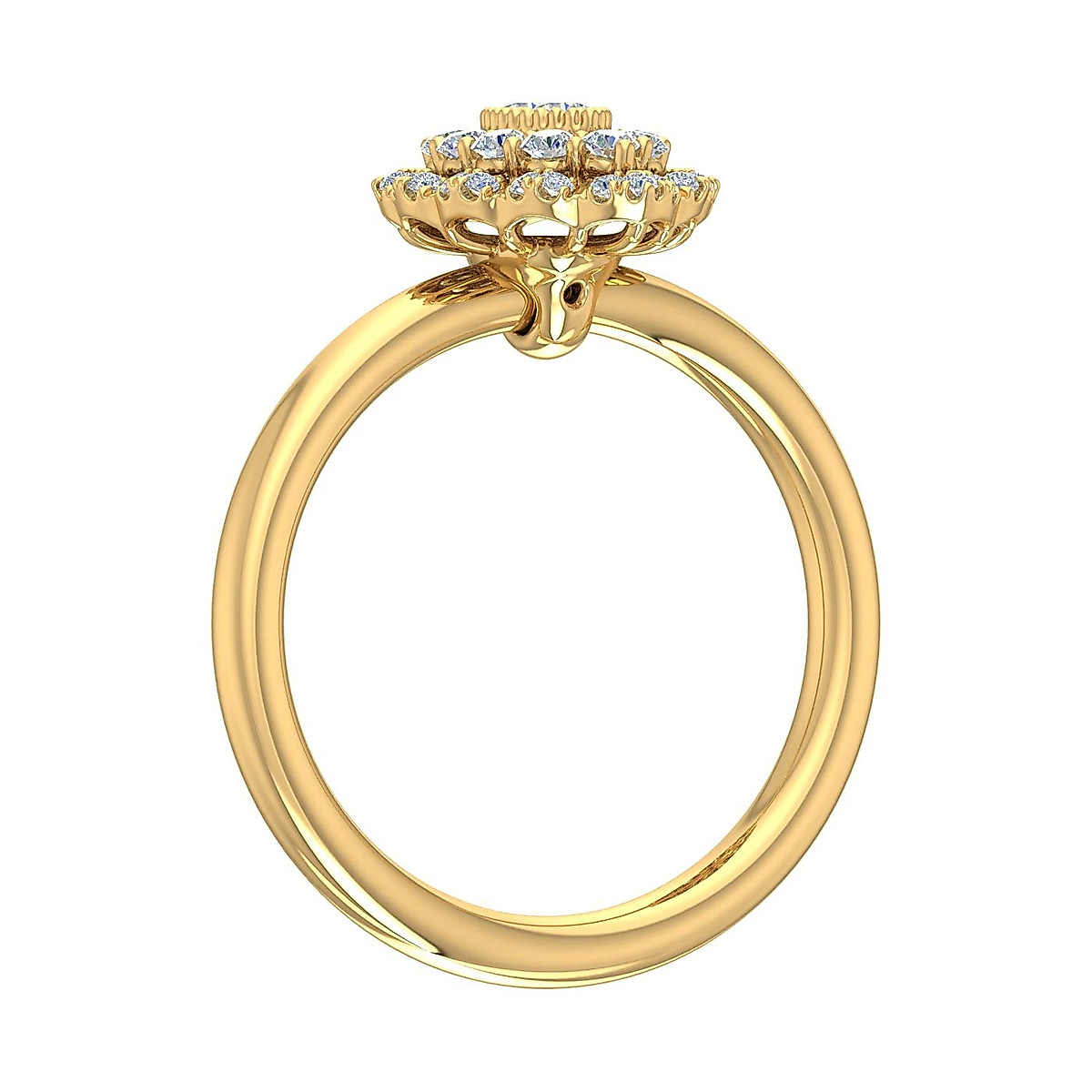 FINEROCK 1/3 Carat Diamond Marquise-Shaped Ring in 14K Yellow Gold (Ring Size 4)
