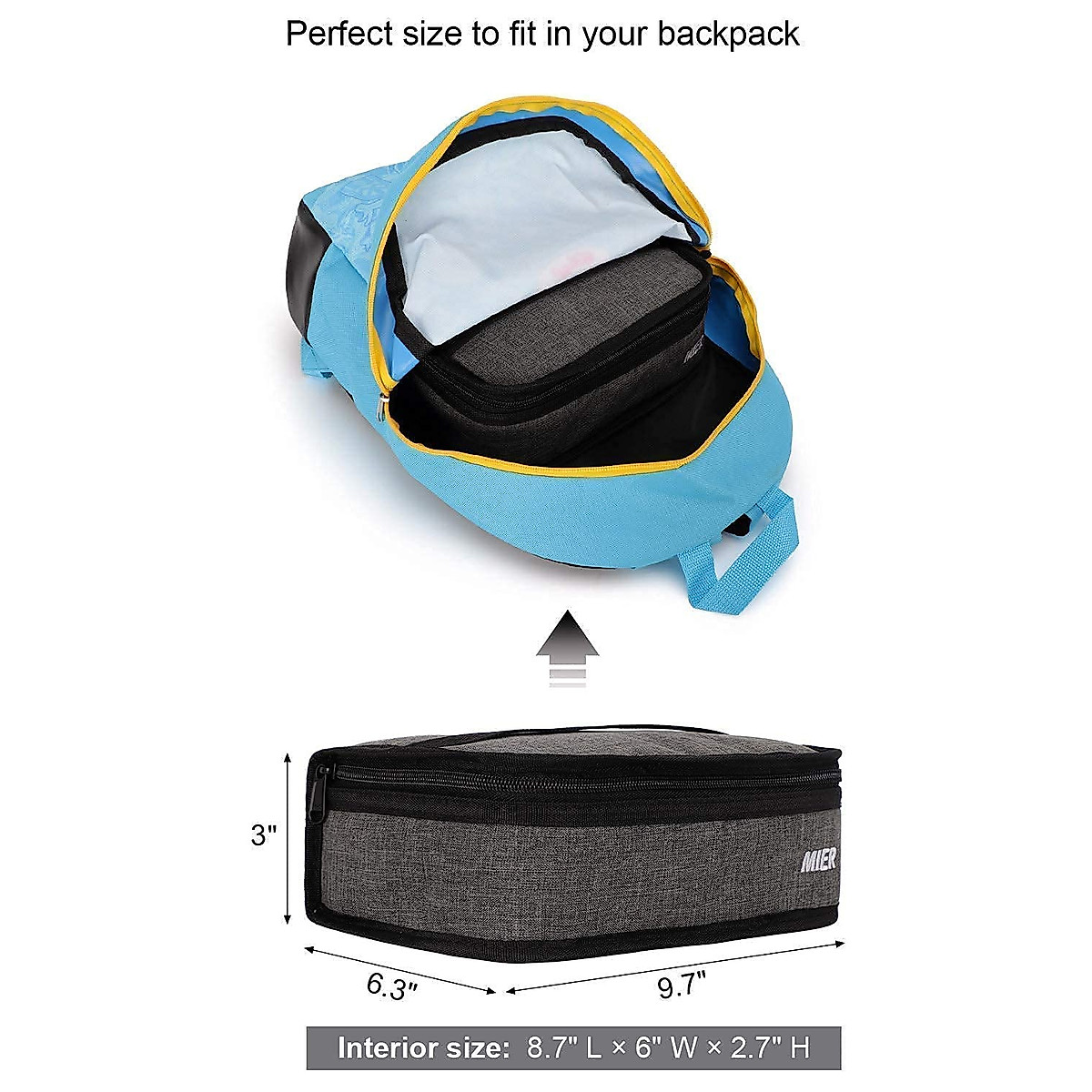 MIER 2 Compartment Lunch Bag Small Lunch Box Bundle