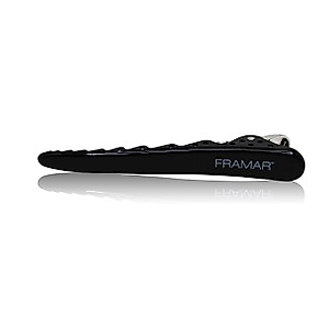 Framar Black Big Bite Clips - Set of 4 Professional Hair Clips – Hair Clips for Styling, Clips for Hair, Metal hair Clips - Extra Grip & Durable