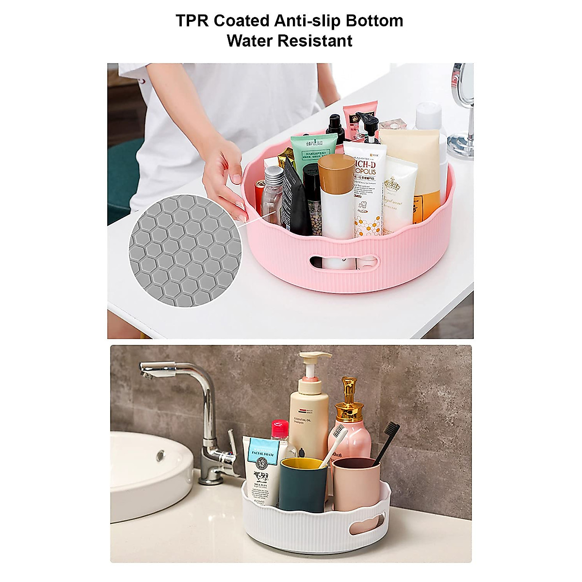 Lazy Susan Countertop Turntable. Kitchen Pantry Cabinet Rotating Organizer. Spice Storage Rack. Bathroom Vanity Shelf Table