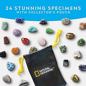 NATIONAL GEOGRAPHIC Gemstone Advent Calendar - 2024 Advent Calendar for Kids with 24 Gemstones to Open Each Day, a Complete Rock Collection Christmas Countdown Calendar with Mini Gemstone Dig Kit