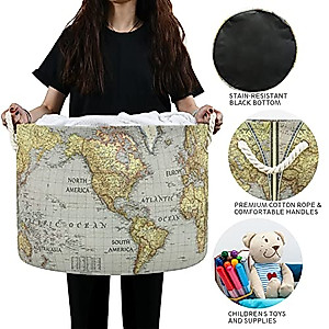 xigua Cotton Rope Basket World Map Painting Baby Laundry Basket Blanket Kids Toy Storage Basket Glove Box