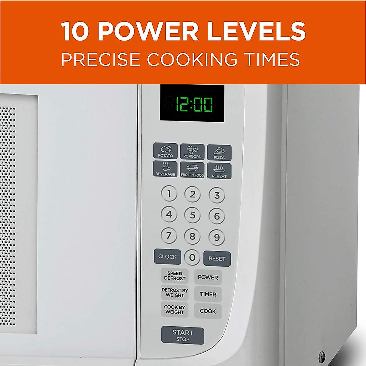COMMERCIAL CHEF 1.6 Cubic Foot Microwave with 10 Power Levels, Small Microwave with Push Button, 1000 Watt Microwave with Digital Control Panels, Countertop Microwave with Timer, White