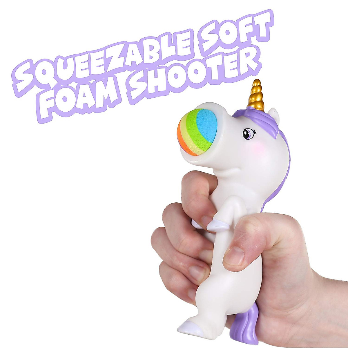 Hog Wild Unicorn Popper Toy and Sticky Target Set - Shoot Foam Balls Up to 20 Feet - 4 Rainbow Balls Included - Age 4+