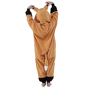 CANASOUR Unisex Halloween Kids Brown Fox Onesie For 10-12 Years Girls Costume Party Cosplay Pyjamas (Height 56-59”, 10 Years, Fox)