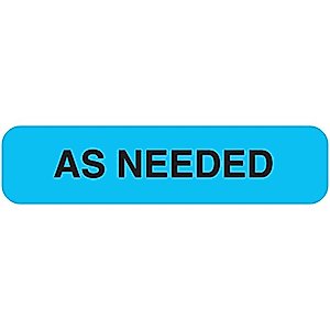 PHARMEX 1-436 Permanent Paper Label, AS Needed", 1 9/16" x 3/8", Blue (500 per Roll, 2 Rolls per Box)