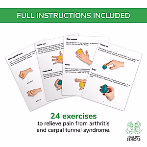 Healthy Seniors Physical Therapy Putty Kit, Finger Exercisers, and Hand Strengtheners. Improves Grip Strength, Dexterity, and Mobility. Supports Injury and Recovery Stress Relief