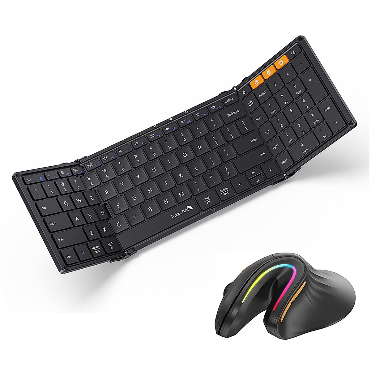 ProtoArc XK01 Folding Bluetooth Keyboard and EM11 Wireless Ergonomic Mouse Combo
