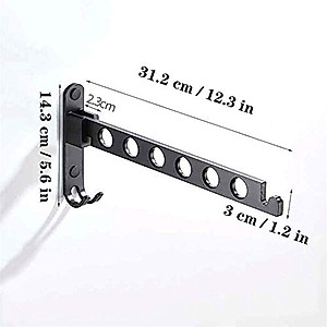 TYXTYX Clothes Drying Rack, Laundry Hangers Wall Mount, Wall Mounted Folding Clothes Hanger Drying Rack, Indoor Outdoor Wall Mounted Clothes Hanger Black,2pcs+40cm Pole