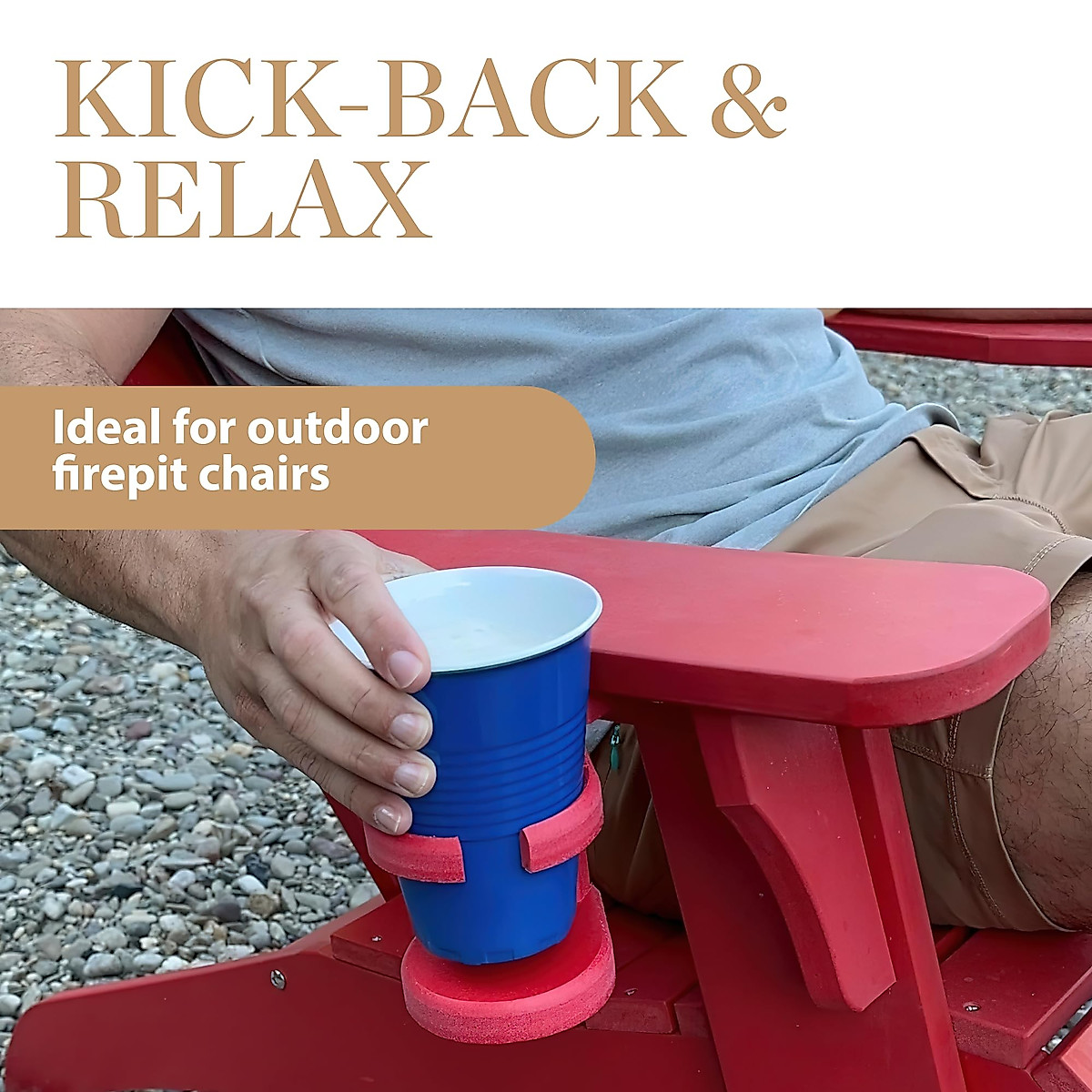 Southern Homewares Adirondack Chair Cup Holder Attachment, Durable Poly Lumber, Adjustable, Ideal for Your Polywood Outdoor Furniture, Red