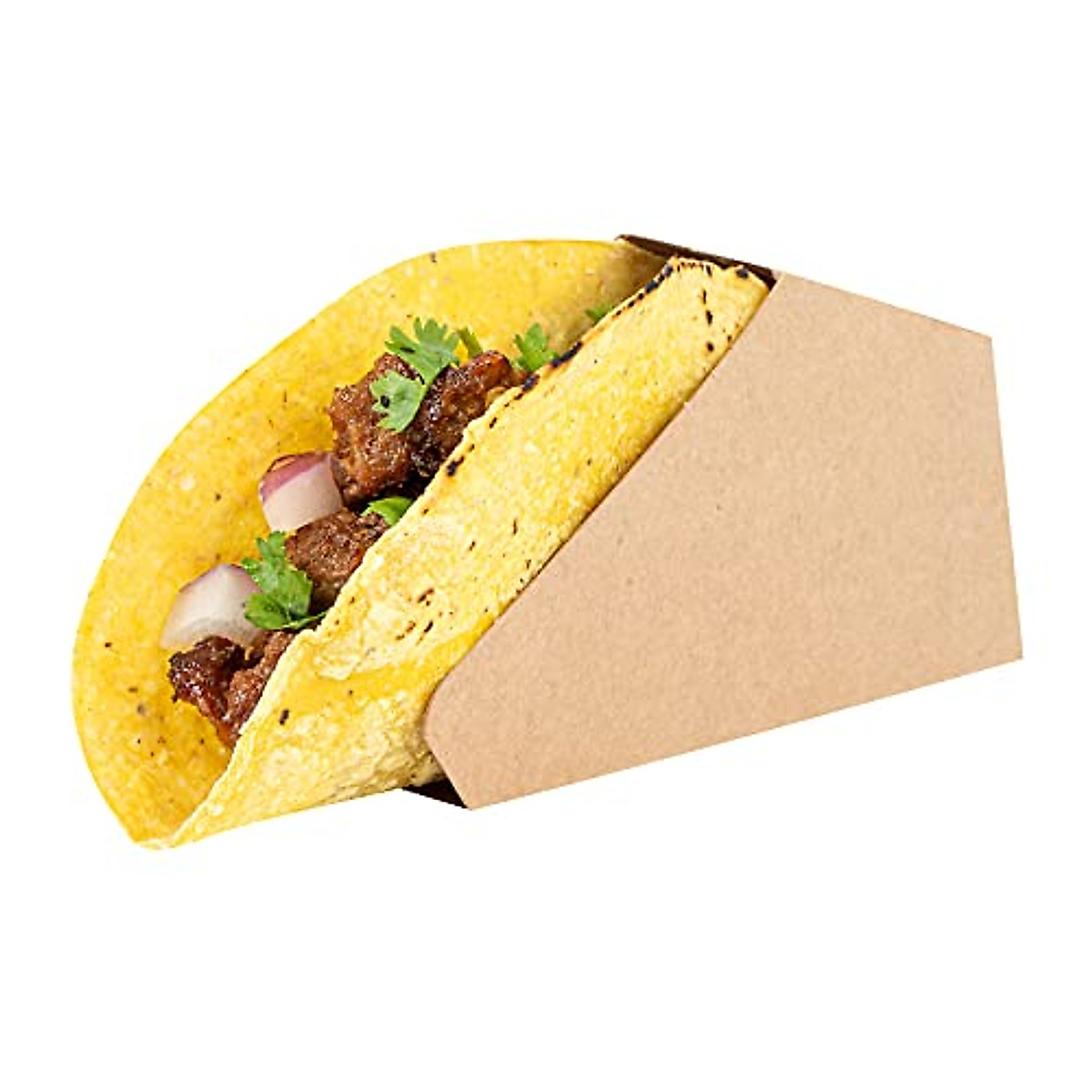 Restaurantware Bio Tek Kraft Paper Small Taco Holder - Greaseproof - 4" x 1 1/4" x 2 1/4" - 200 count box