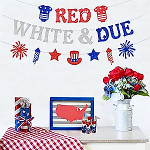 4th of july Baby Shower Decorations Red White and Blue Baby Shower Banner Bunting Garland Independence Day Decorations Indoor Outdoor USA Decorations