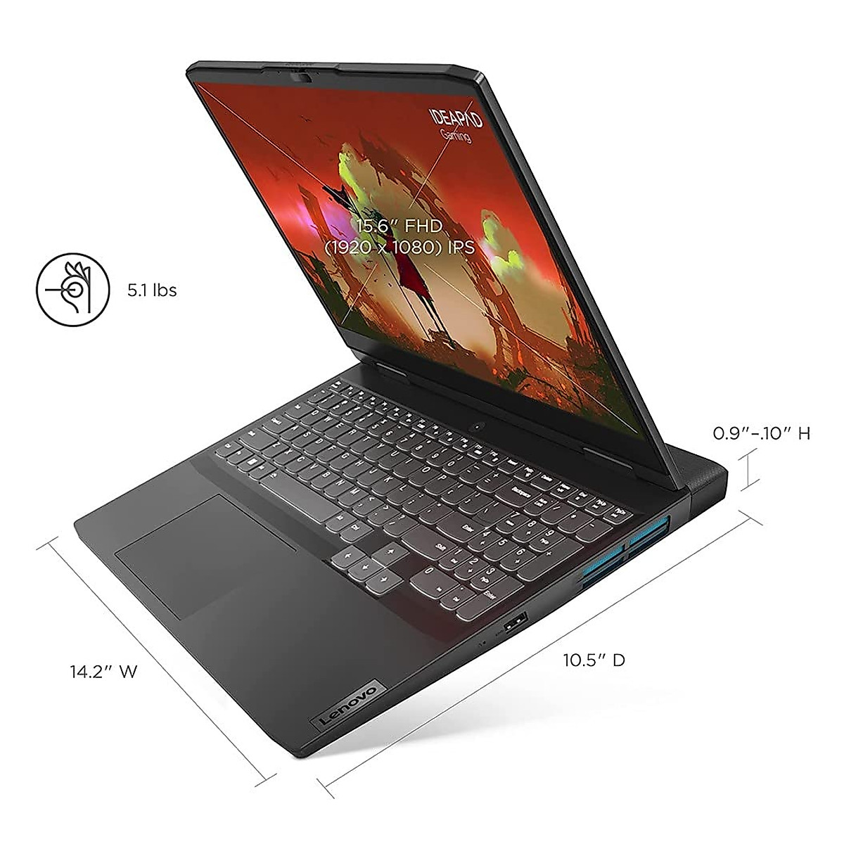 Lenovo IdeaPad Gaming 3 Laptop, 15.6" FHD IPS 120Hz, AMD 6-Core Ryzen 5 6600H(Beat i9-10980HK), GeForce RTX 3050, 64GB DDR5 RAM, 1TB NVMe SSD, WiFi 6, Backlit Keyboard, PDG HDMI, Win 11, Black