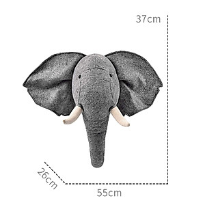 Pipuxi CYOIDAI Window-Pick Elephant Stuffed Animal Head Wallmounted Plush Toy Elephant Plush Head Hanging Wall Decor Safe Soft for Children Nursery Or Bedroom Decoration Outgoing