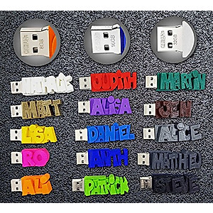 Customized USB Stick with Personalized Name, Date or Message in Your Choice of 15 Vibrant Colors. Choose 8, 16, 32GB Thumb Drive. Fun Gift for Birthday, Wedding, Business