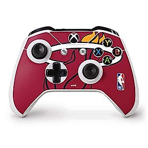 Skinit Decal Gaming Skin Compatible with Xbox One S Controller - Officially Licensed NBA Miami Heat Large Logo Design