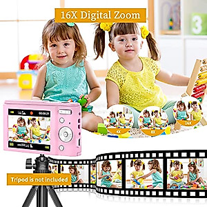 Digital Camera,FHD 1080P 36.0 MP Vlogging Small Video Camera,Kids Digital Camera,Rechargeable Portable Camera with 32G SD Card,16X Digital Zoom,LCD Screen for Students Teens Beginners-Pale