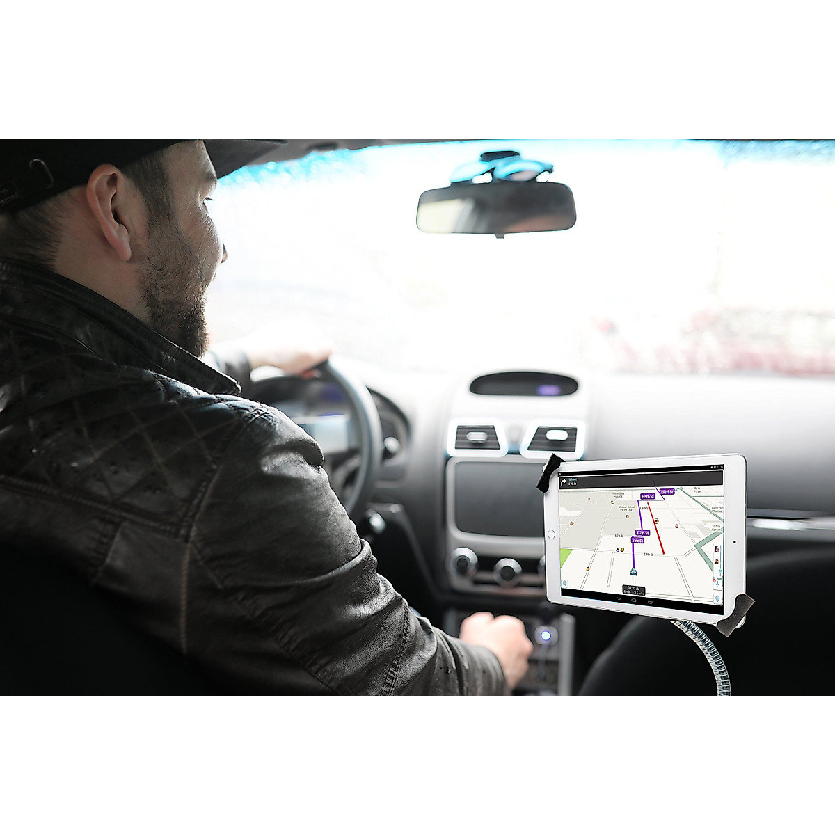 Gooseneck Car Mount – CTA Secure Gooseneck Car Mount with Lock and Key Security System for iPad 10th Gen 10.9" - iPad 7/8/9 Gen 10.2" - Surface Pro 4 - Surface Go 3 - Galaxy Tab S3 - Black (PAD-SGCT)