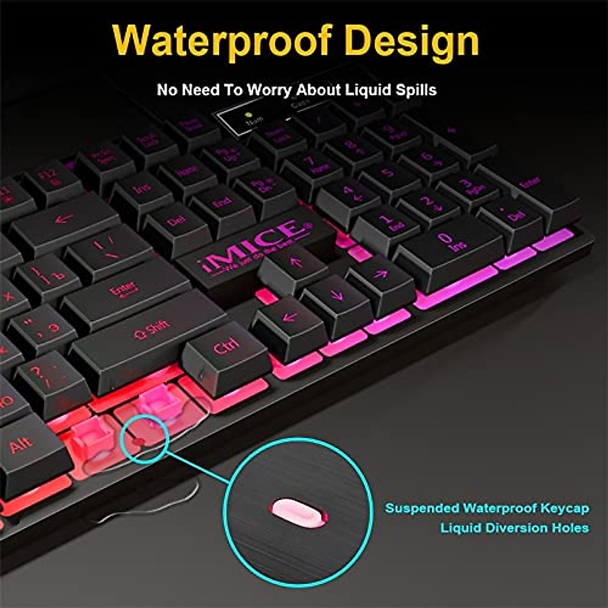 Gaming Keyboard Wired Gamer keyboards With RGB Backlit 104 Rubber Keycaps