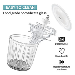 Vroyuir Baby Food Maker, 600ML Baby Food Blender with 10 Blades, Baby Food Processor for Baby Food, Fruit, Vegatable, Meat, with Two 200ml Glass Bowls, Storage Bag, Cleaning Brush, Scraper