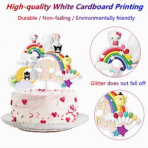 1PCS Cute Kitty Cake Topper for Kitty Party Supplies Decorations, Kitty Birthday Party Cake Decorations for Kids Girls Boys Happy Birthday Baby Shower Decor