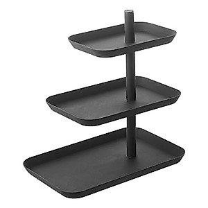 Yamazaki Home 3-Tier Serving Stand - Appetizer Tray Organizer for Party or Kitchen Steel One Size Black