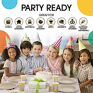 Exquisite Ivory Plastic Plates For Party 7" Ivory Disposable Plates For Party Supplies 50 Pcs Disposable Dinner Plate Heavy Duty 350 GSM Plate Sets, Plastic Dinnerware Sets