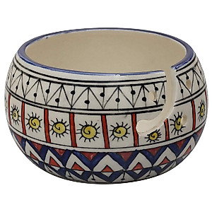 ABHANDICRAFTS 7" Ceramic Yarn Bowl for Crocheting & Knitting – Smooth Spiral Outlet Yarn Holder for Tangle-Free Crafting (AB-YRNM-005)