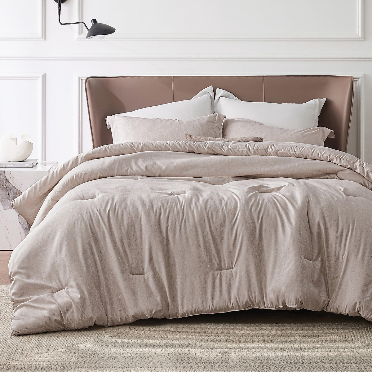 Bedsure King Size Comforter Set - Warm Taupe Soft Bedding for All Seasons, Cationic Dyed Bed Set, 3 Pieces, 1 King Size Comforter (104"x90") and 2 Pillow Shams (20"x36"+2")