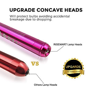 Pen Light, RISEMART Reusable LED Medical Penlight for Nurse Students Doctors with Pupil Gauge, Extra Warm Light Bulb, Pocket Clip and Batteries Included