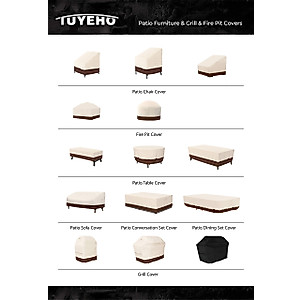 Tuyeho Patio Furniture Set Cover 126 x 64 x 28 inch, Durable Heavy Duty Oxford Fabric Outdoor Sectional Set Cover, Waterproof & Weather Resistant, for Your Outdoor Sectional Sofa Set (Beige & Brown)