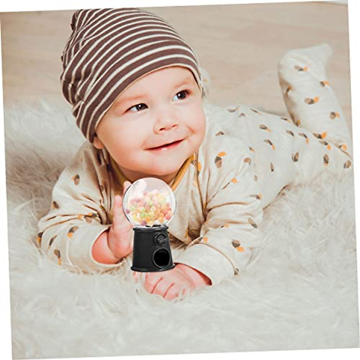 NOLITOY 8Pcs Mini Machine gumballs Machine Kids Vending Machines Mini Plastic containers Mini Gumball Machine Piggy Bank Plastic Candy Dispenser Automatic Candy jar