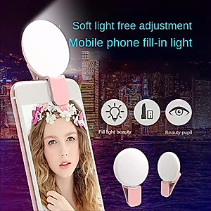 Zxsdjksd Mobile Phone Fill Flash Lens Light Lamp Clip Three Stop Dimming Mini Durable Practical 10 LED Selfie Ring Beauty,Pink