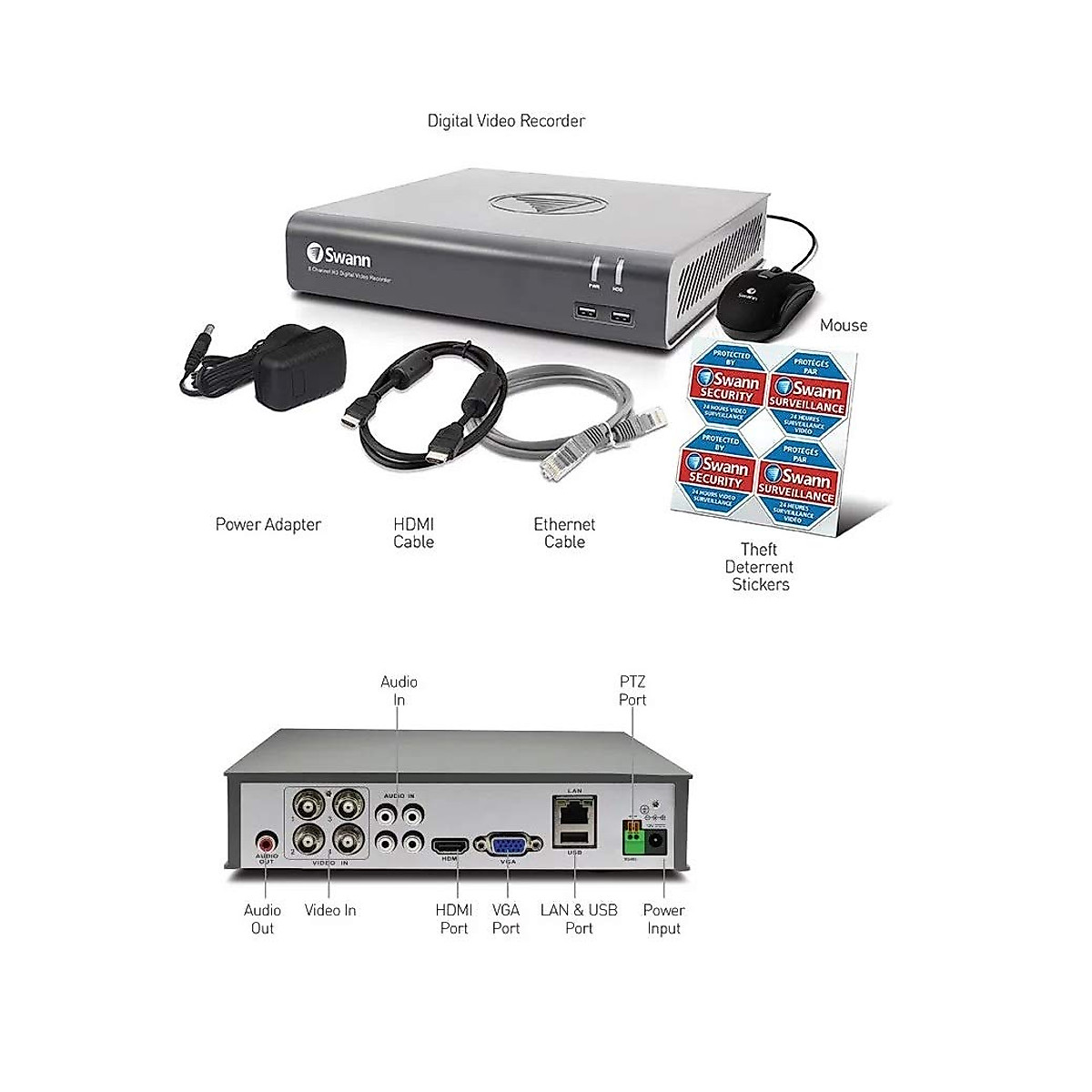 Swann 4580 DVR 44580 4 Channel Digital Video Recorder HDMI, VGA, Remote Access, Works Will Select Swann Cameras Only, See Details