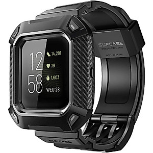 SUPCASE Unicorn Beetle Pro Watch Bands for Fitbit Versa 2, Protective Replacement Wristband Case Band for Fitbit Versa 2 (Black)