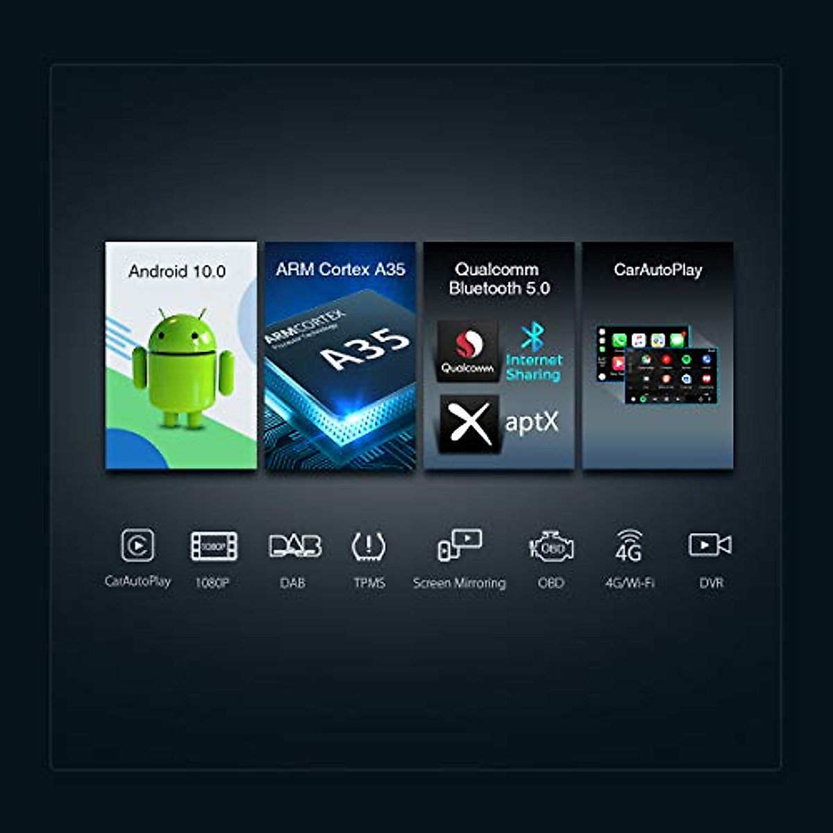 XTRONS Single Din Car Stereo Android 10 Car Radio DVD Player 7 Inch Touch Screen GPS Navigation 1 Din Qualcomm Bluetooth Head Unit Support Car Auto Play Android Auto Backup Camera DVR OBD2 TPMS