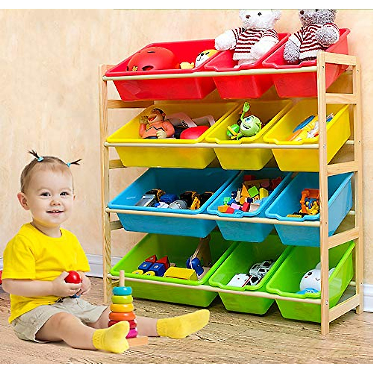 WUWEOT 8 Pack Scoop-Front Storage Bins, Easy-to-Grip Design Multipurpose Stackable Plastic Storage Cubbies For Classroom, Nursery, Playrooms And Home Organization