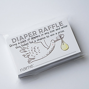 Diaper Raffle Tickets - Insert Cards for Baby Shower - Card Size 3.5 X 2 Inches - Pack of 50