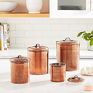 Old Dutch "Tangier Etched Canisters, Antique Copper