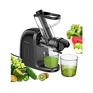 Kalado Slow Juicer Machines Vegetable and Fruit, 3”Extra Large Chute with Quiet Motor & Reverse Function, Cold Press Juicer 200W Power, BPA-Free & 2 Heat-Resistant Glasses in Jet Black