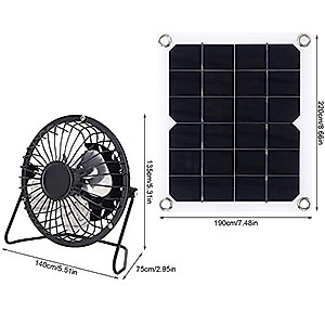 Oreilet 10W Solar Panel Powered Fan, RVs Outdoor Breeding Solar Powered Fan Ventilator, Waterproof Solar Energy Cooling Fan with 4 x Suction Cup, Photovoltaic Solar Panel for Chicken Pet House