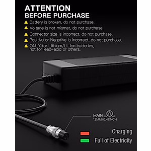 54.6V 2A Electric Bike Charger for 48V Ecotric Bike/Lectric XP/Evercross H5, 3Prong GX16/DC 5.5x2.5mm/XLR/IEC/RCA Connector Power Supply Adapter for 48V Lithium Battery