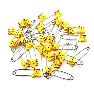 GTONEE Cute Animal Bear Baby Safety Pins Secure Clips for Fastening Baby Clothes Diaper Napkins Stainless Steel Size L 5.3CM 30PCS
