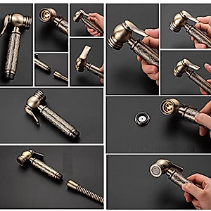 ZLOCYIVHE Hand Held Bidet Toilet Sprayer Kit Cloth Diaper Sprayer for Toilet Toilet Bidet Sprayer Set Cold Water Brass Antique with Hose Toilet Spray Gun Kit