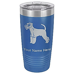 LaserGram 20oz Vacuum Insulated Tumbler Mug, Schnauzer Dog, Personalized Engraving Included (Dark Blue)