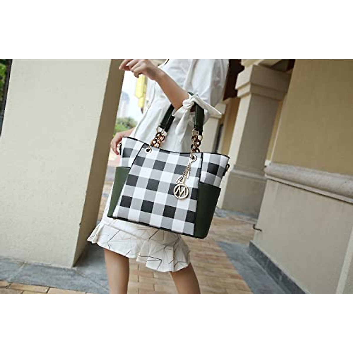 MKF Tote Bag for Women Set Handbag Wallet Purse - Top-Handle Tote - Removable Shoulder Strap Vegan Leather Black