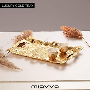 Serving Tray, Vintage Serving Metal Tray for 6 People (Premium Gold)