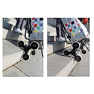 Shopping Trolley on Wheels Multi Function Shopping Cart Trip Portable Elderly People Can Be Folded with Chair Lever Car Trolley Storage Hand Trucks,Brown ,