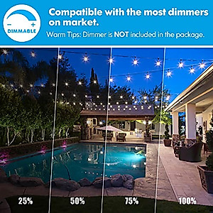 Lakumu 2-Pack 96FT Outdoor String Lights with Waterproof Shatterproof Dimmable 5000K Daylight White E12 Filament S14 LED Bulbs for Backyard Hanging Lights Linkable Patio Lights for Deck Bistro Pergola