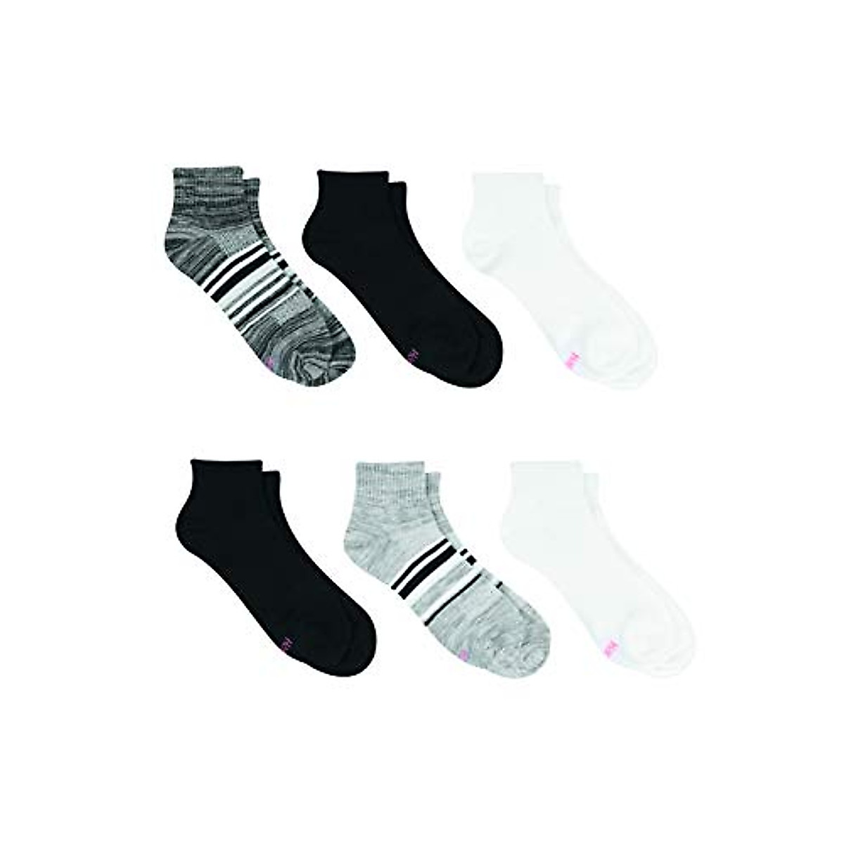 Hanes womens Hanes Women's 6-pair Lightweight Breathable Ventilation Ankle fashion liner socks, Black/Grey, 5 9 US